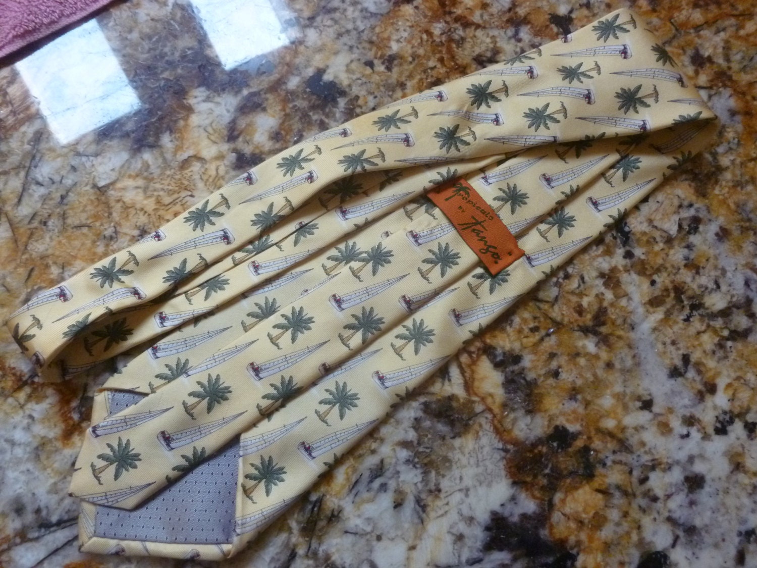 Tango Tropicals Silk Necktie Sail Boats & Palm Trees Yellow - Etsy