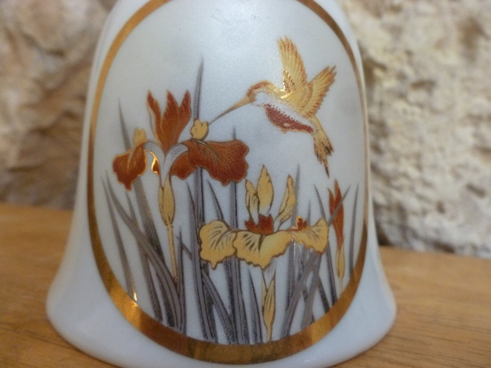 Chokin Hummingbird Bell Gold Trim - Etsy