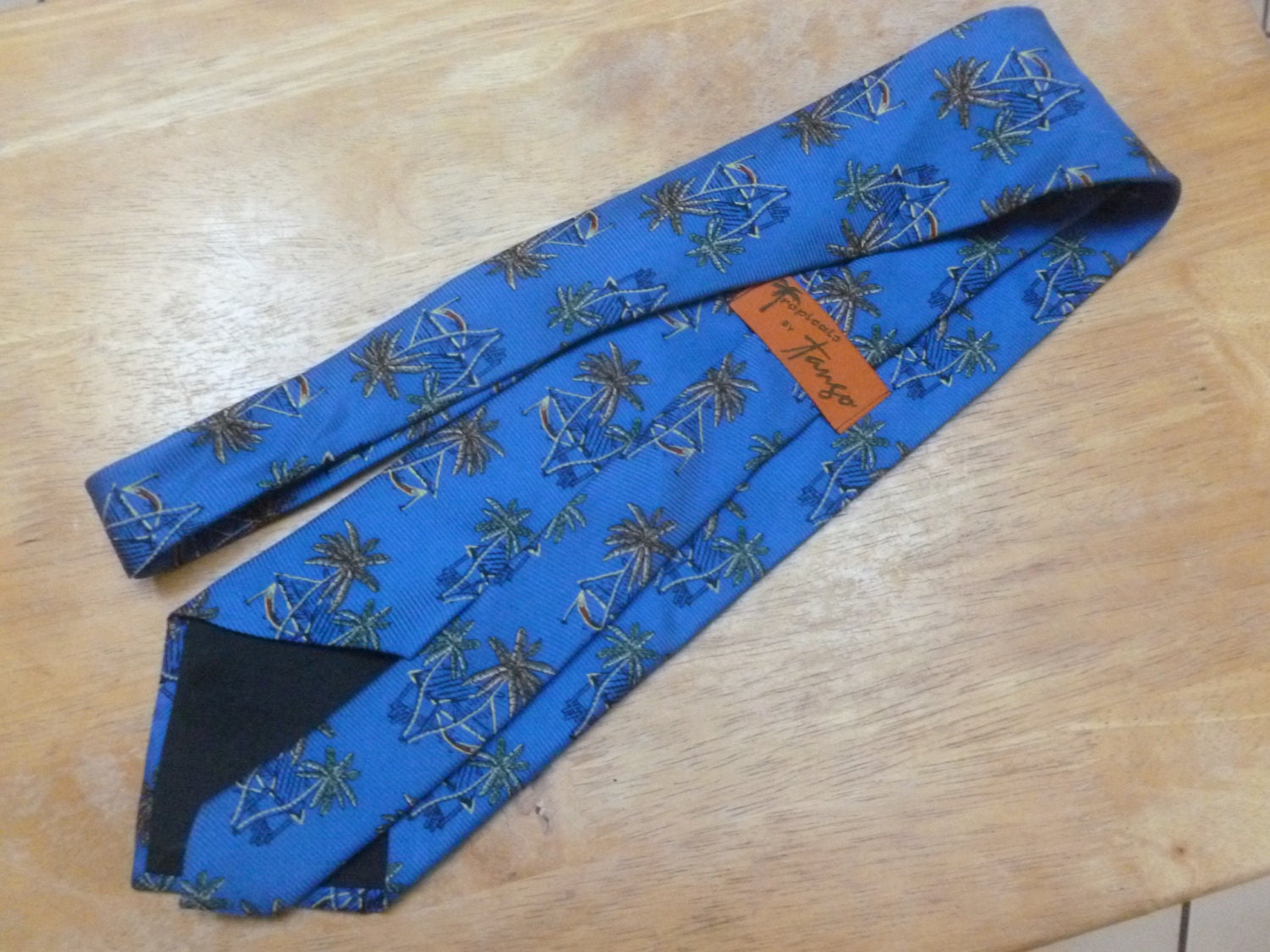 Vtg Tango Tropicals Palm Trees Blue Silk Necktie Made in USA - Etsy