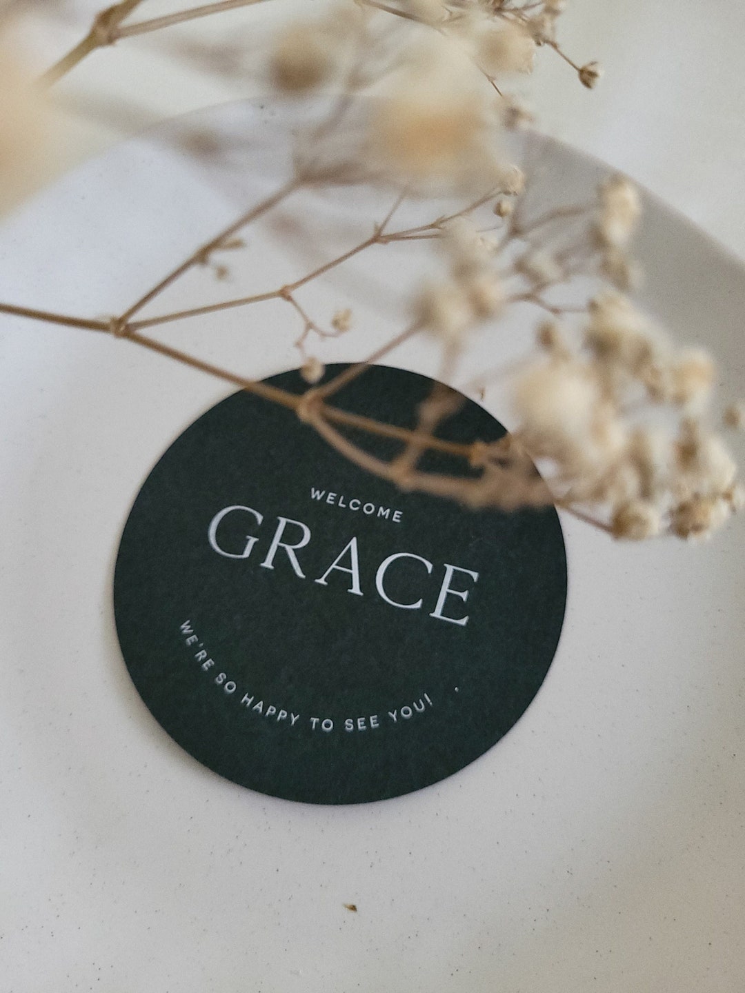 PRINTED Place Card Wedding, Place Card Name, Round Place Cards, Wedding ...