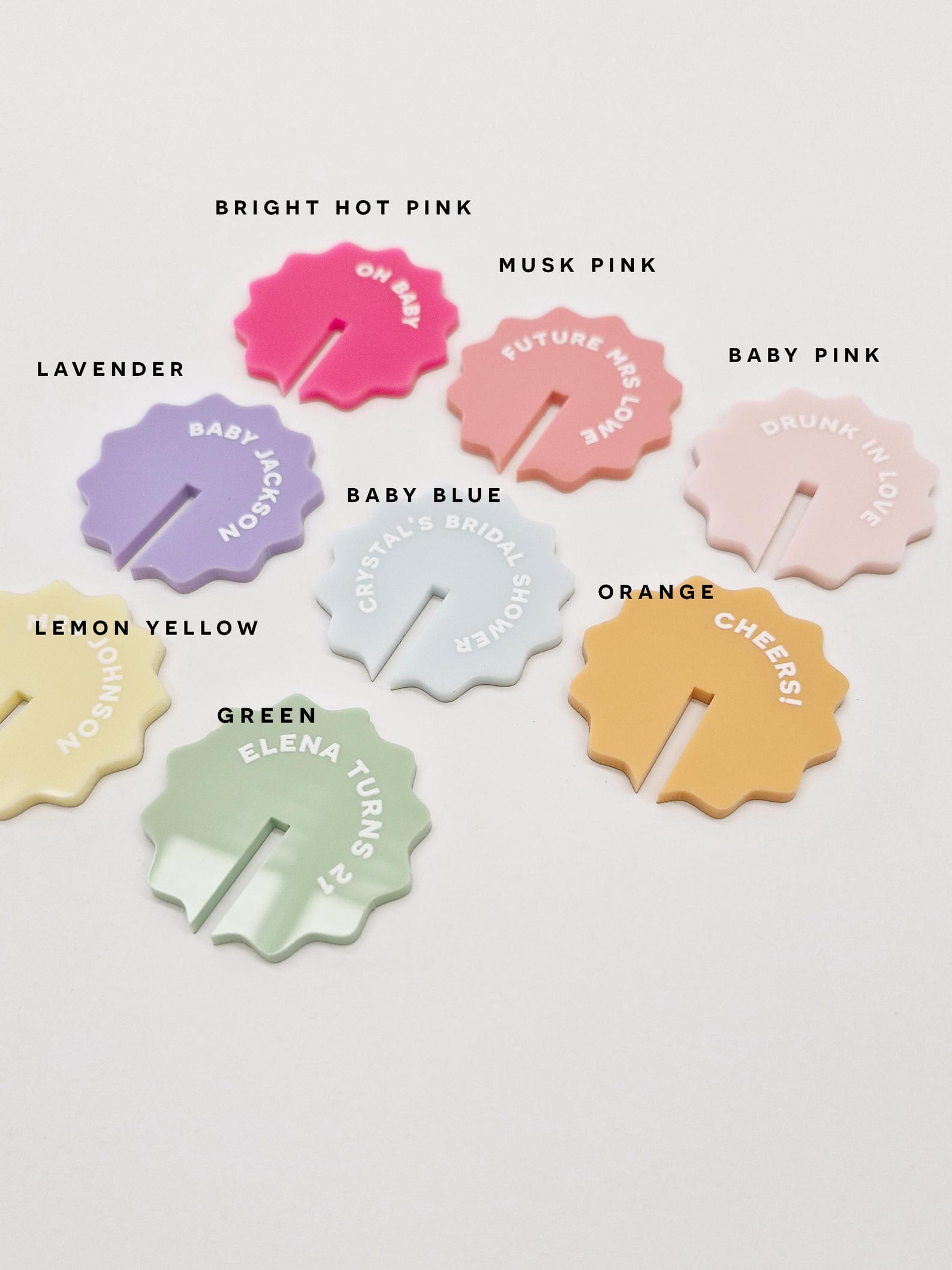 Wavy Acrylic Drink Tags, Party Decor, Wedding & Hens Party - Etsy
