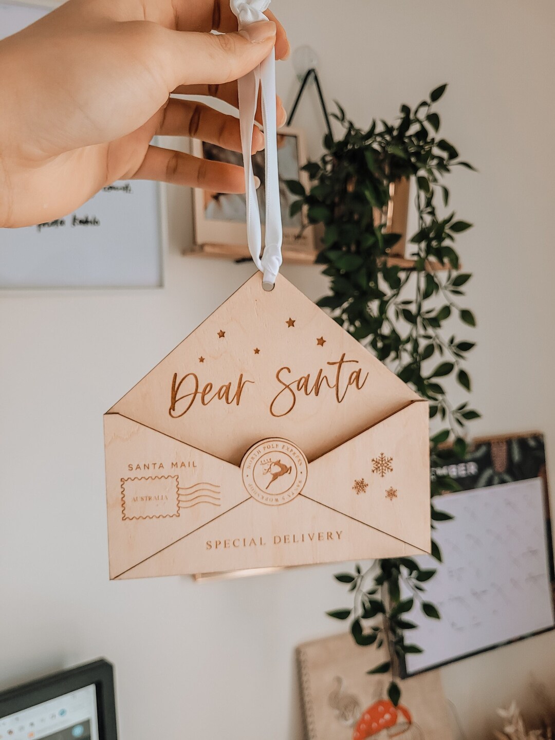 Letter to Santa Ornament, Dear Santa Ornament, Wooden Letter to Santa ...