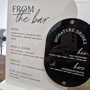 Signature Drink Bar Sign, Drinks Menu, Bar Sign, Acrylic Drink Menu ...