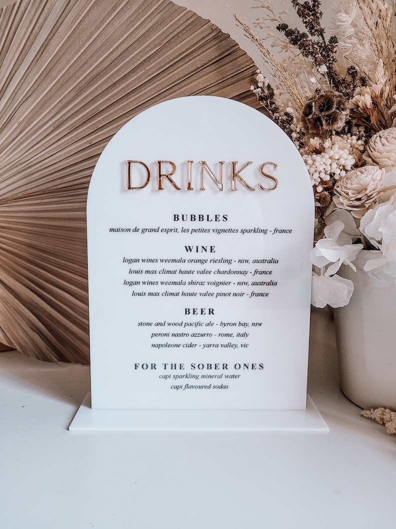 Bar Menu Drinks Menu Bar Sign Acrylic Drink Menu Arch - Etsy Australia