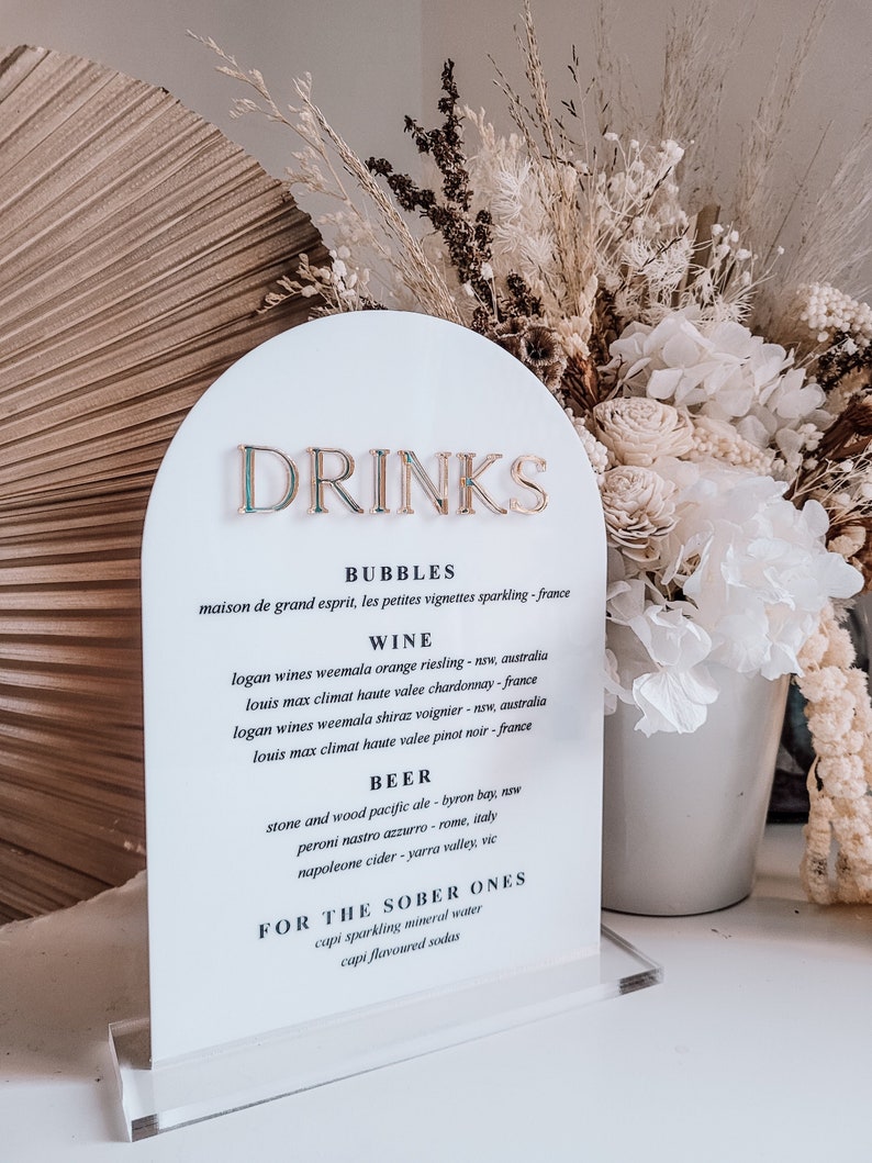 Bar Menu Drinks Menu Bar Sign Acrylic Drink Menu Arch - Etsy