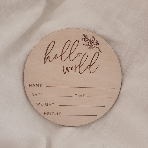 Hello World Sign Baby Announcement Hello World Wooden Sign - Etsy
