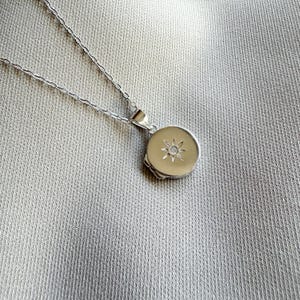 Round Star Locket . Sterling Silver Round Locket With Cubic Zirconia ...