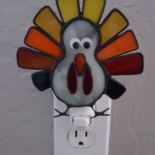 Turkey Stain Glass Night Light With Switch Control and Bulb - Etsy