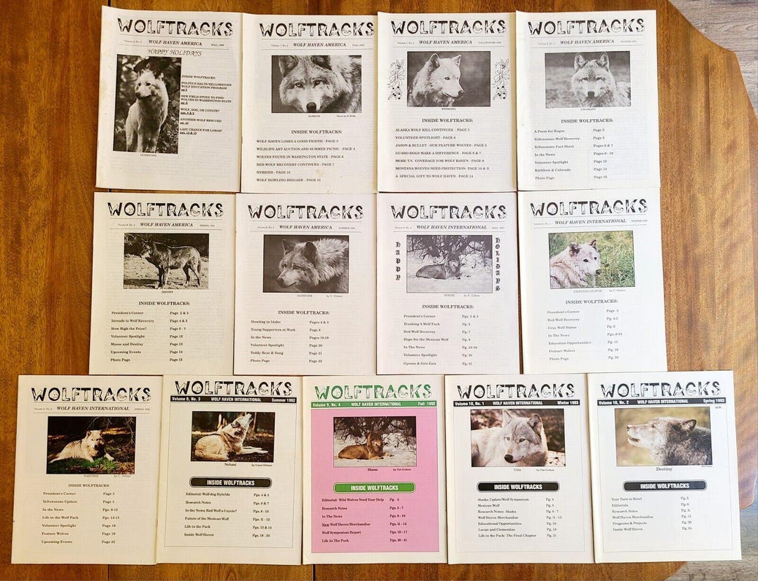 Lot of 47 Wolftracks Magazines, Wolf Haven America, Wild Wolf Sanctuary ...