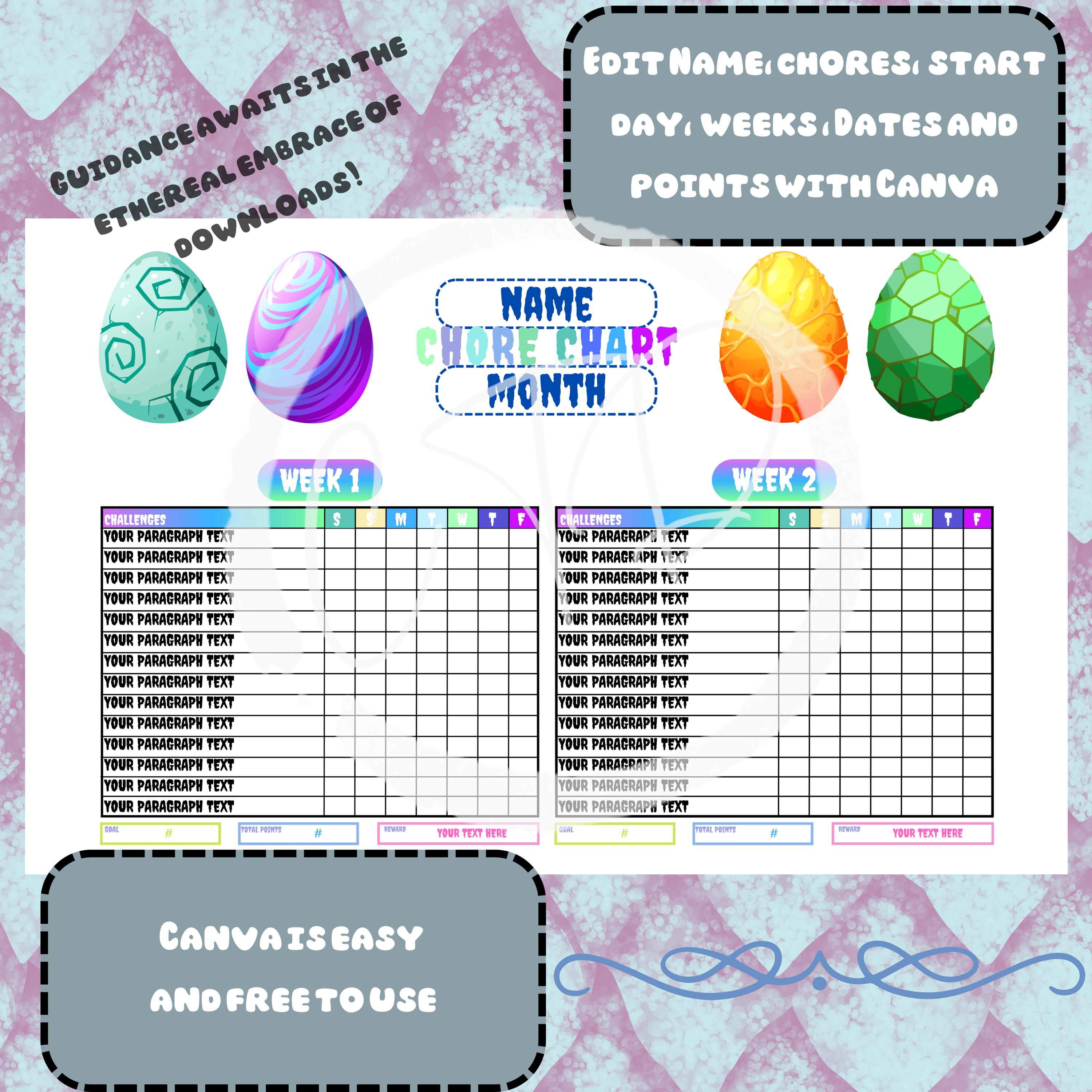 Dragon Chore Charts - Etsy