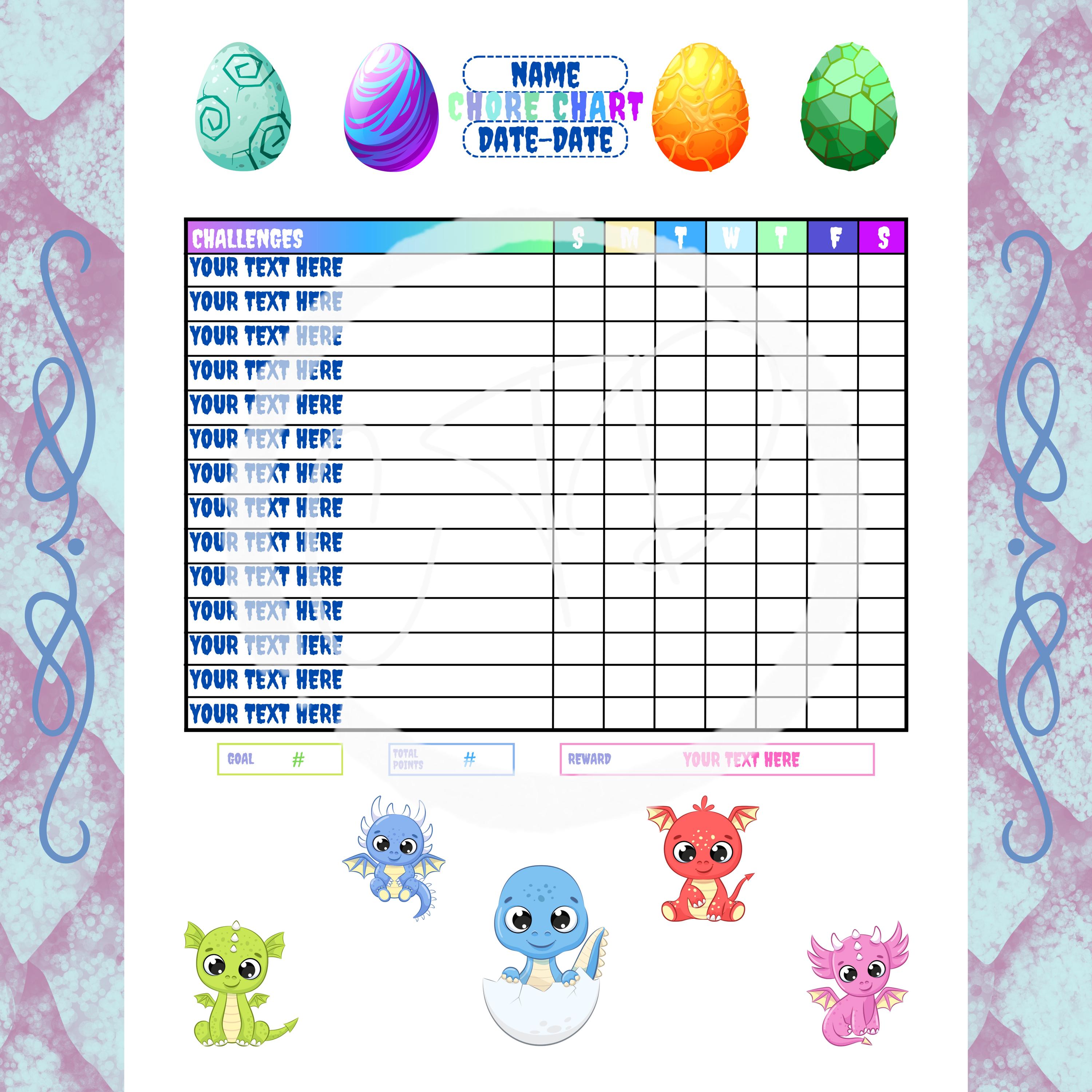 Dragon Chore Charts - Etsy