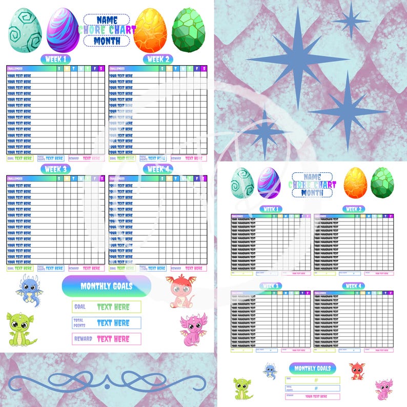 Dragon Chore Charts - Etsy