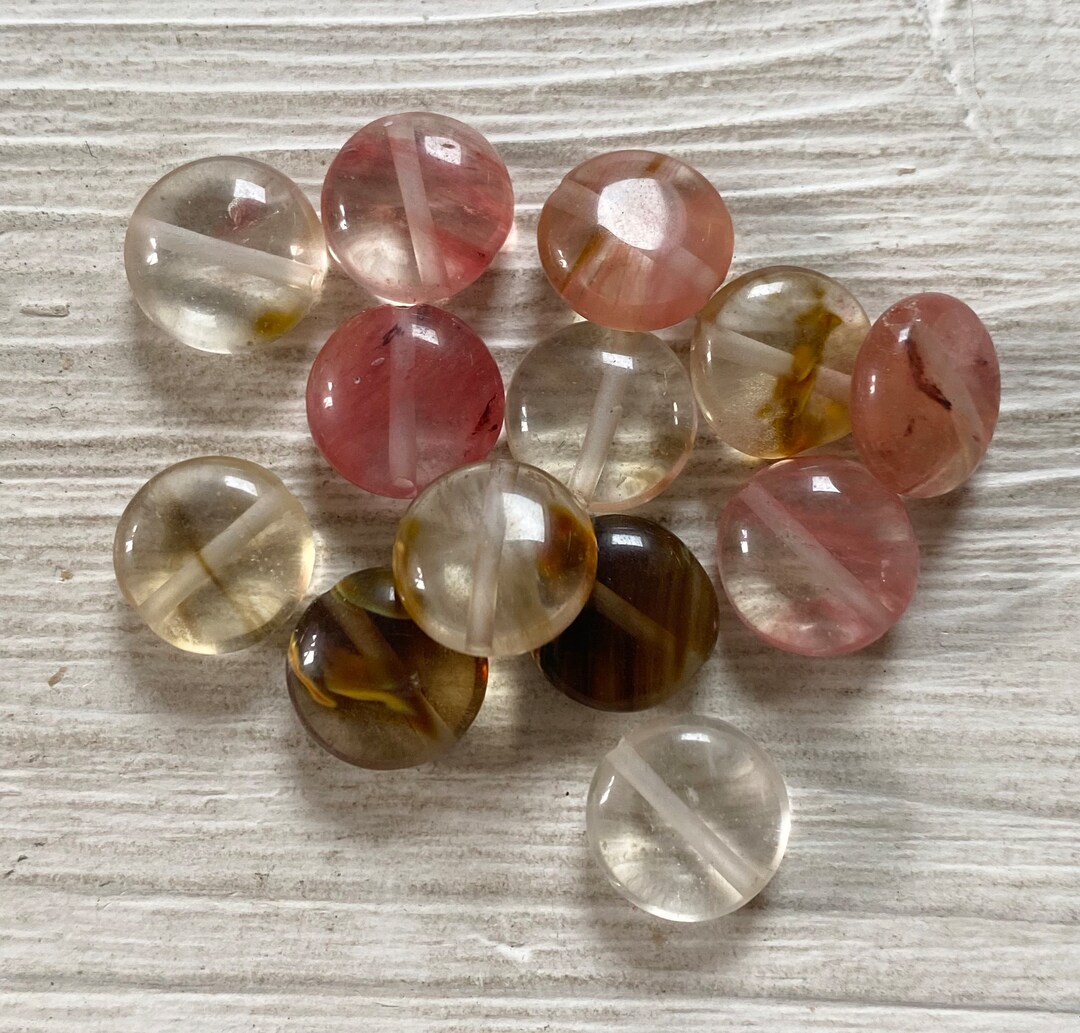 Fire Cherry Quartz Coin Beads - Etsy