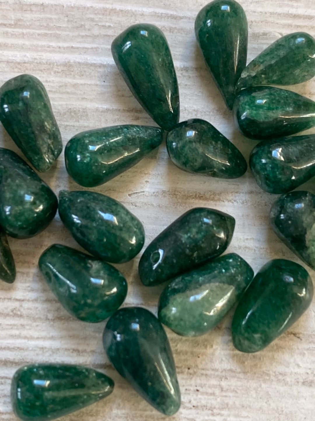 Rustic Green Stone Teardrop Beads - Etsy