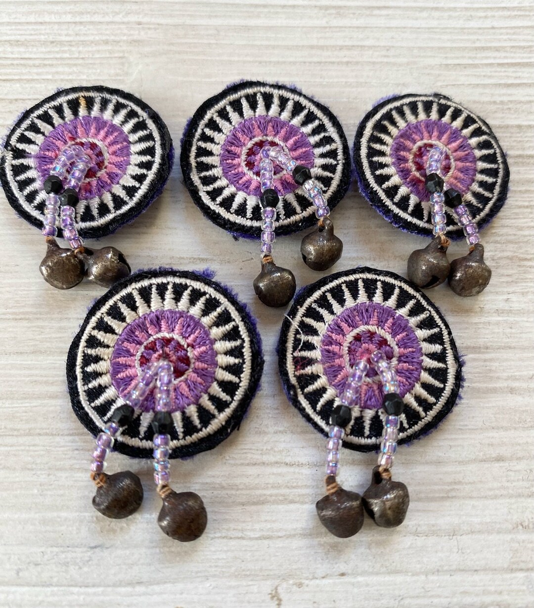 Hmong Star Embroidered Patches With Tiny Bells - Etsy