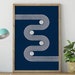 Navy Blue & Gray Minimalist Print, Mid Century Modern Minimalist ...