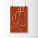 Minimalist Burnt Orange Rust Line Art Line Art Print Boho - Etsy
