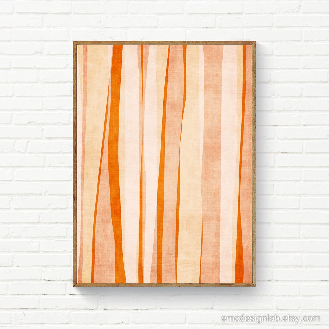 Abstract Modern Orange Wall Art / Burnt Orange MCM Art Print / Modern ...