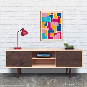 Modern Colorful Print, Bright Wall Art, Nursery Abstract Decor, Vibrant ...