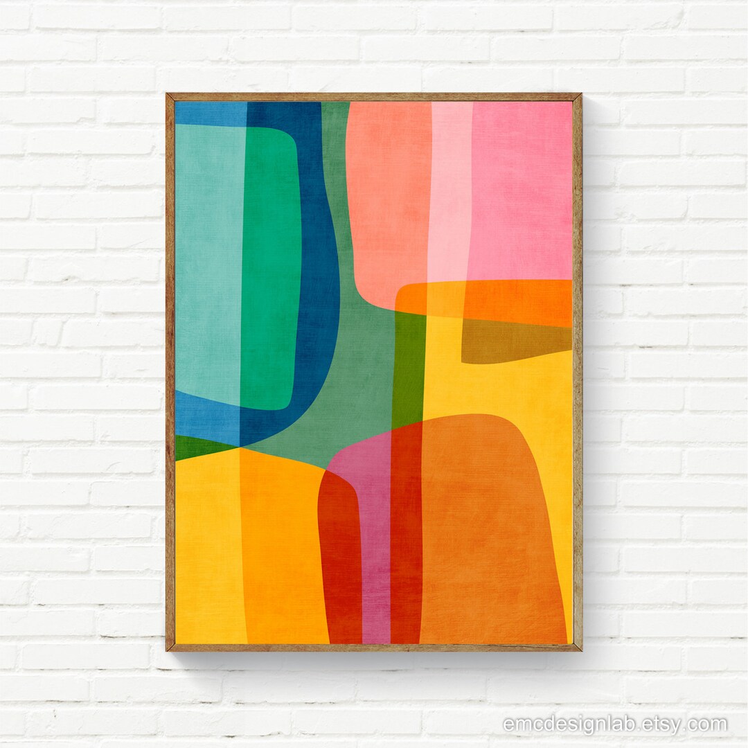 Modern Wall Art Bright Vivid Colors Living Room Art Print, Multicolored ...