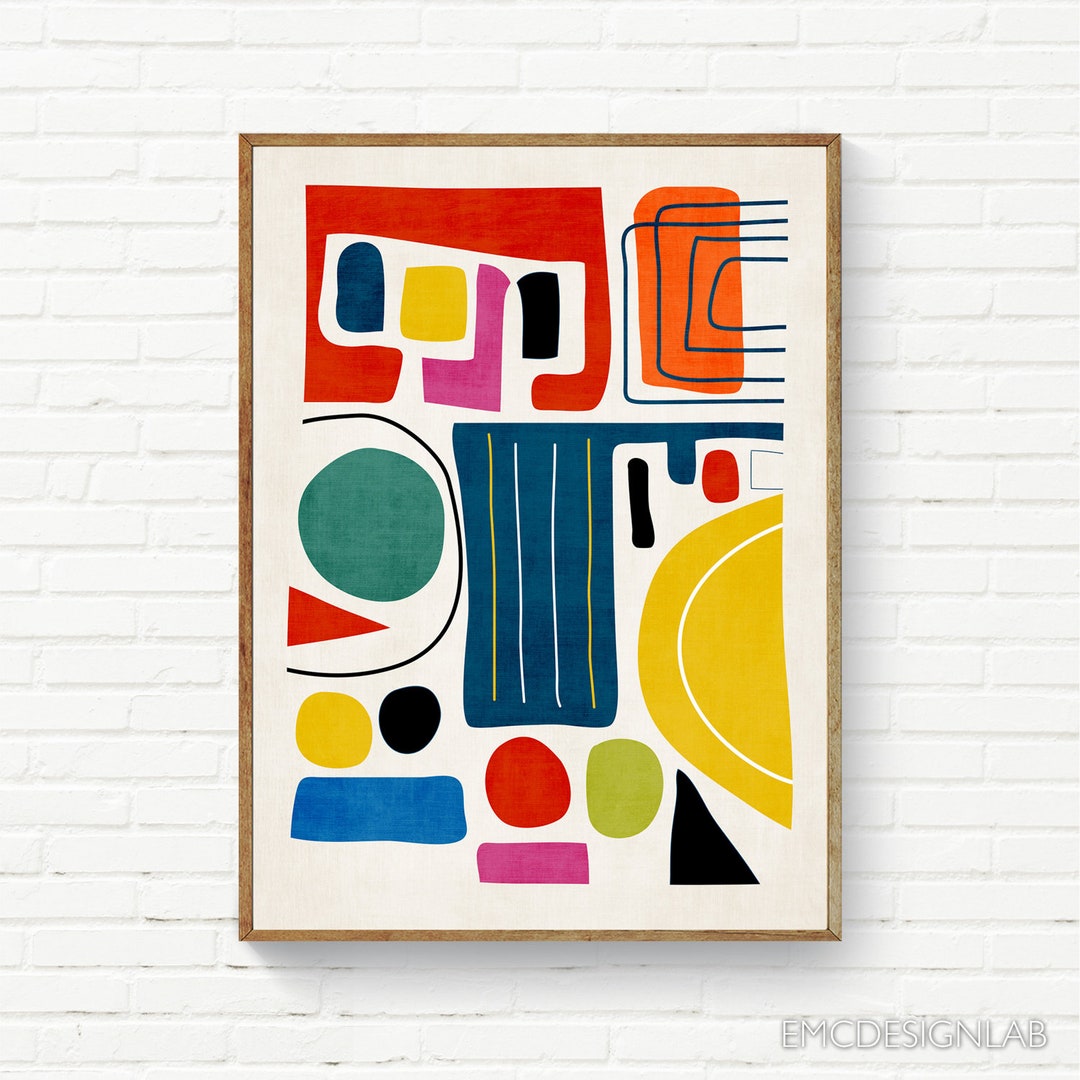 Modern Abstract Bold Colors Artwork Vivid Maximalist Canvas Wall Art - Etsy