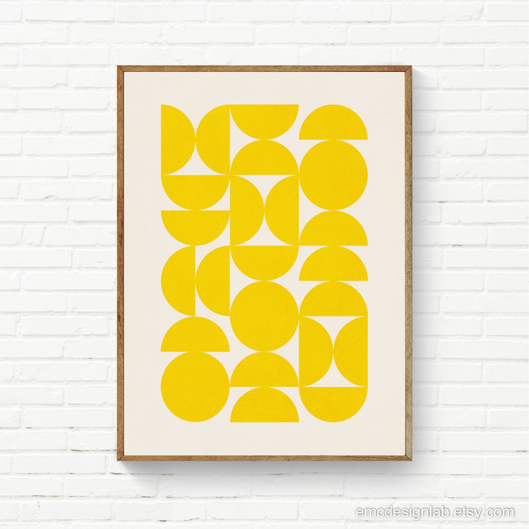 Bright Yellow Modern Wall Art Print Simple Minimalist Design Yellow ...