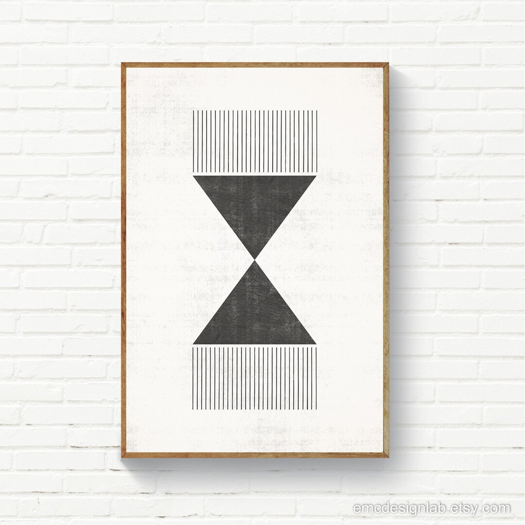 Minimalist Black & White Poster, Geometric Black White Wall Art ...