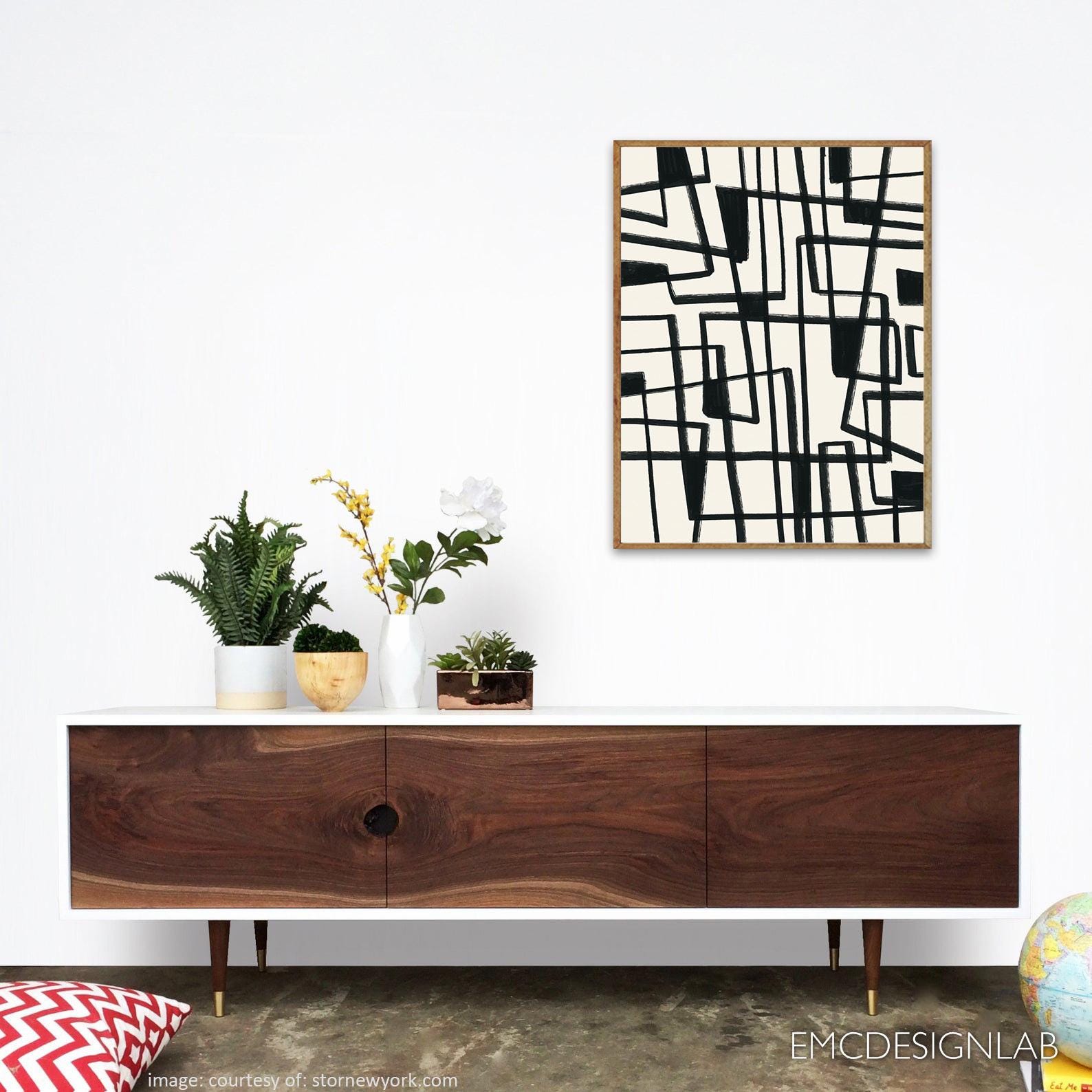 Black & White Line Art, Minimalist Wall Art, Abstract Lines Print, Bold ...