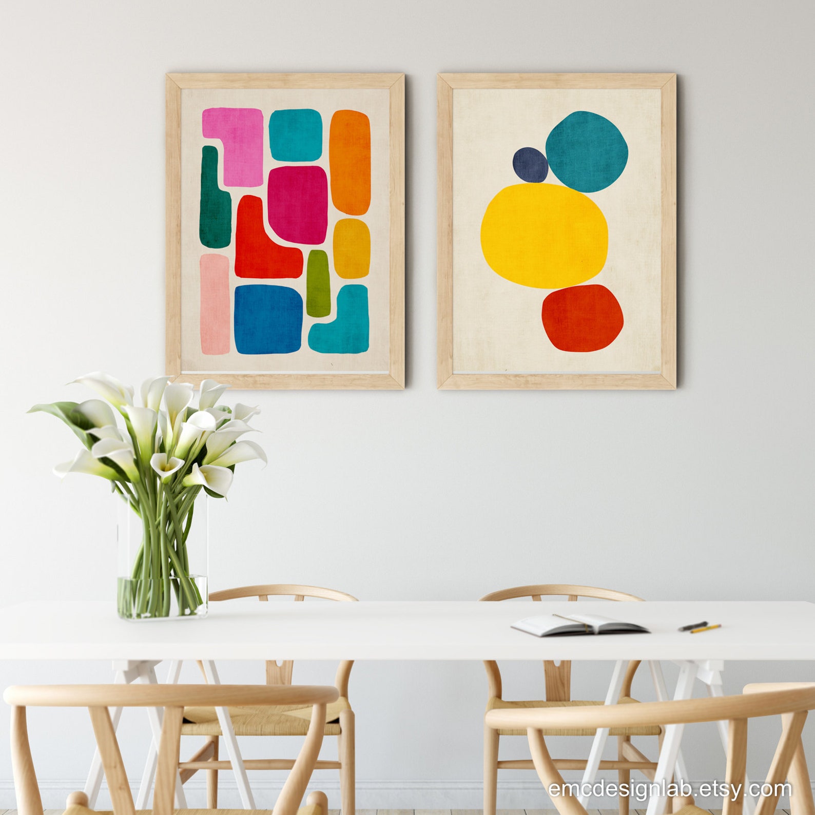 Set of 2 Vibrant Colors Wall Art Set of 2 Colorful Prints - Etsy