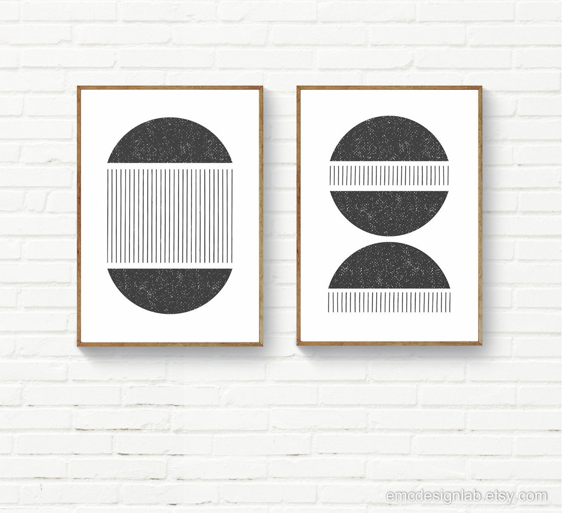Minimalist Digital Woodblock Print Black & White Print - Etsy