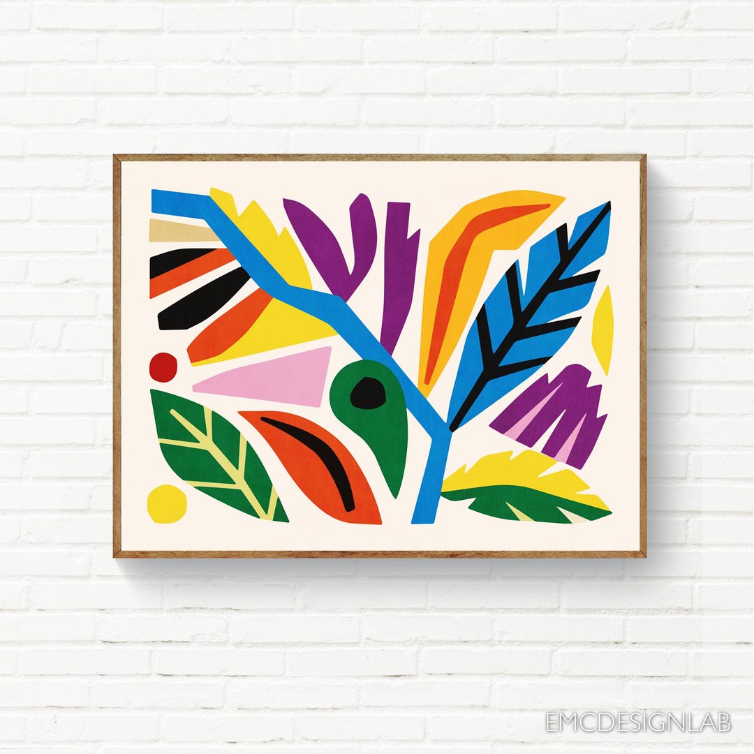 Colorful Nature-inspired Shapes Canvas Art: Bold Vibrant Abstract Print ...