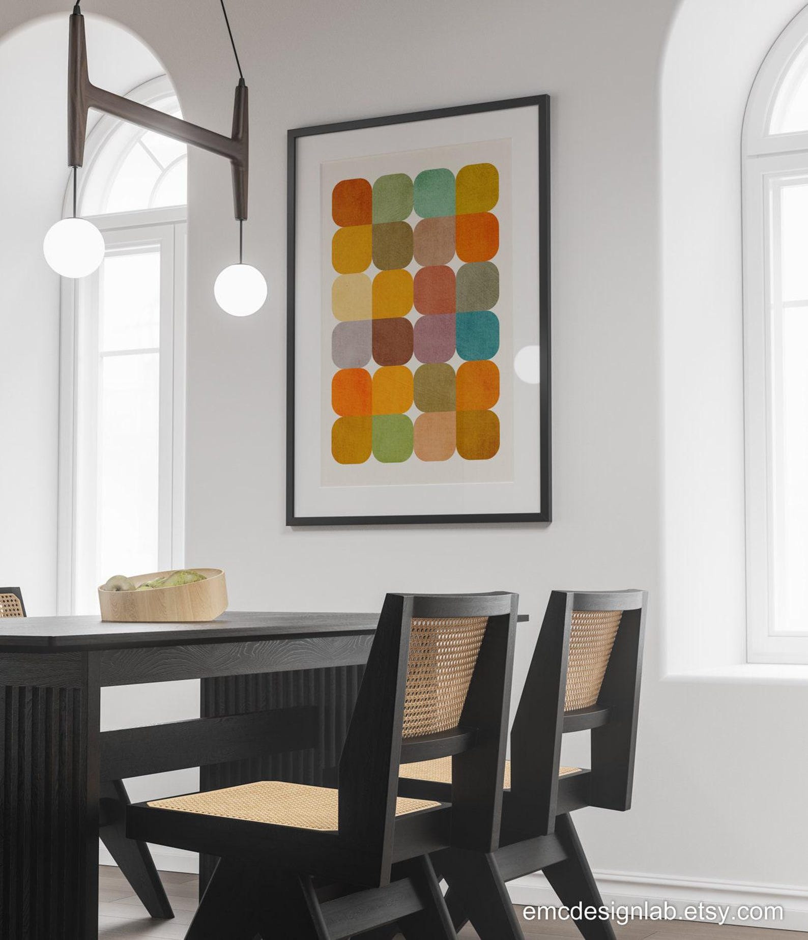 Colorful Modern Wall Art, Original Abstract MCM Print, Warm Colors Mid ...