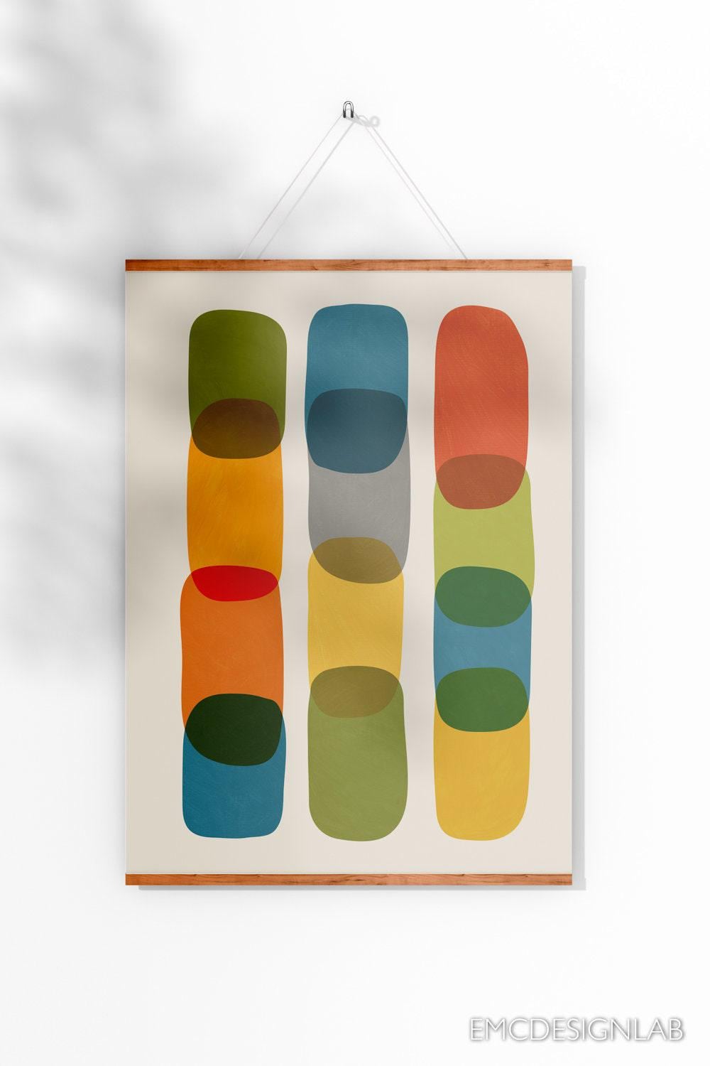 MCM Colorful Print, Original Wall Art Modern Abstract, Modern Wall Art ...