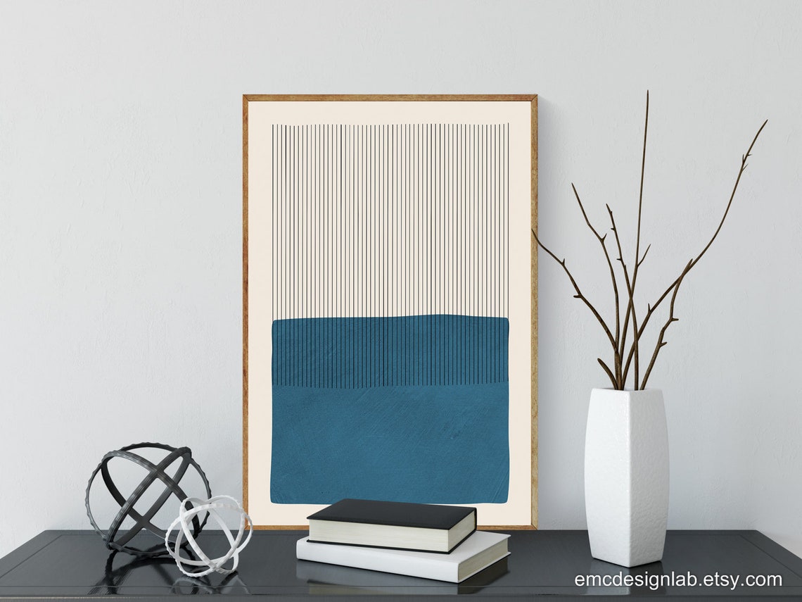 Minimalist Vertical Lines and Blue Color Print Blue Classy - Etsy