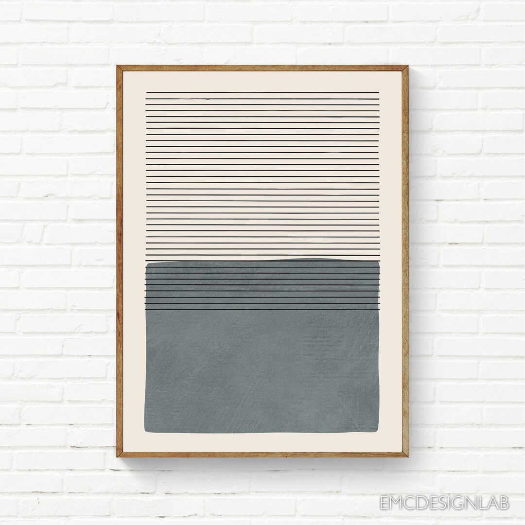 Gray Color Block Wall Art, Minimalist Lines Art Print, Gray Wall Art ...