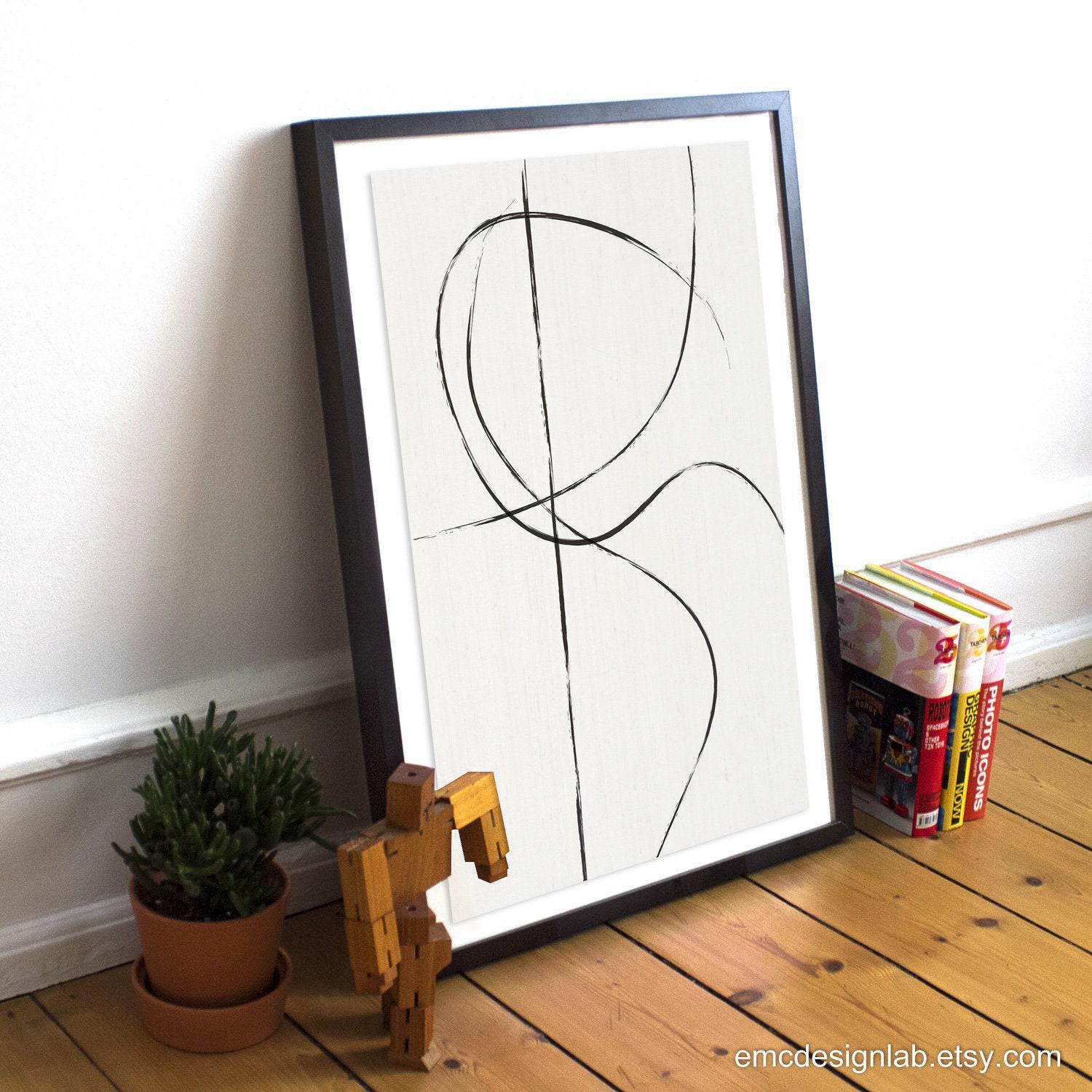 Minimalist Line Art, Mid-century Modern Abstract Minimalist Decor ...