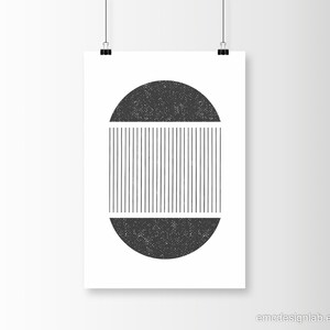 Minimalist Digital Woodblock Print, Black & White Print, Geometric ...