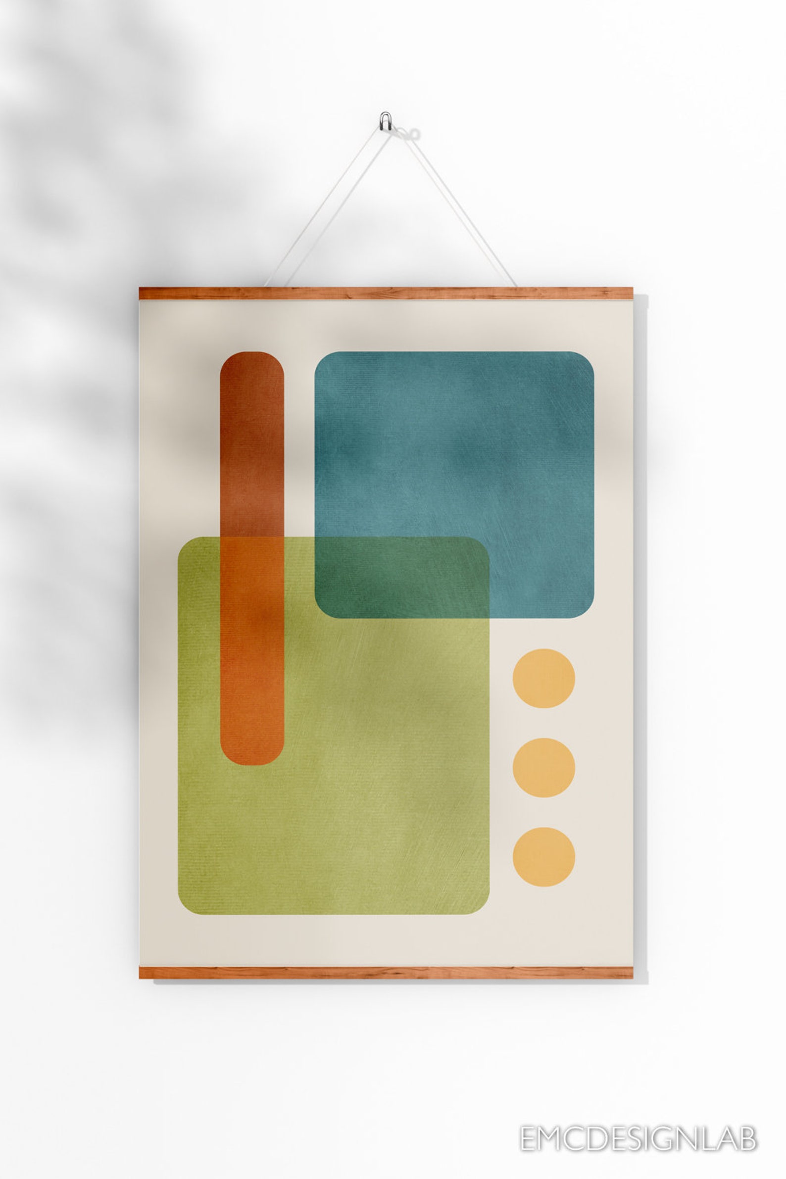 Green Teal Orange Yellow Geometric Print Original Modern Design Wall ...