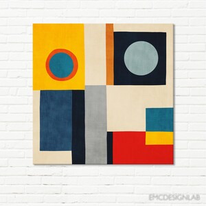 Geometric Colorful Square Wall Art Print Modern Bauhaus Style Artwork ...