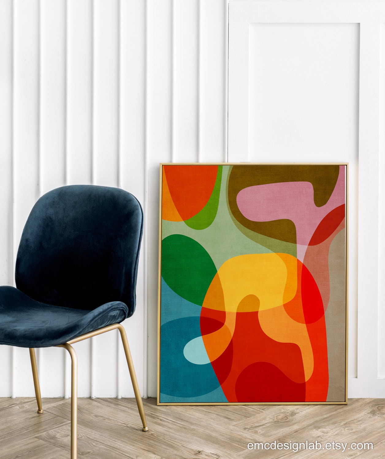 Colorful Modern Mid-century Colors Wall Art, Vibrant Colors Abstract ...
