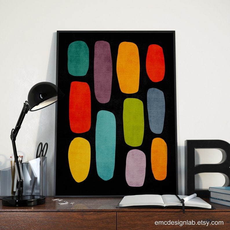 Black Bold & Colorful Wall Art, Original Modern Colorful Print, Modern ...