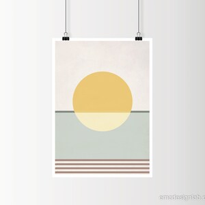 Abstract Sun Original Wall Art, Geometric Landscape, Scandinavian Wall ...