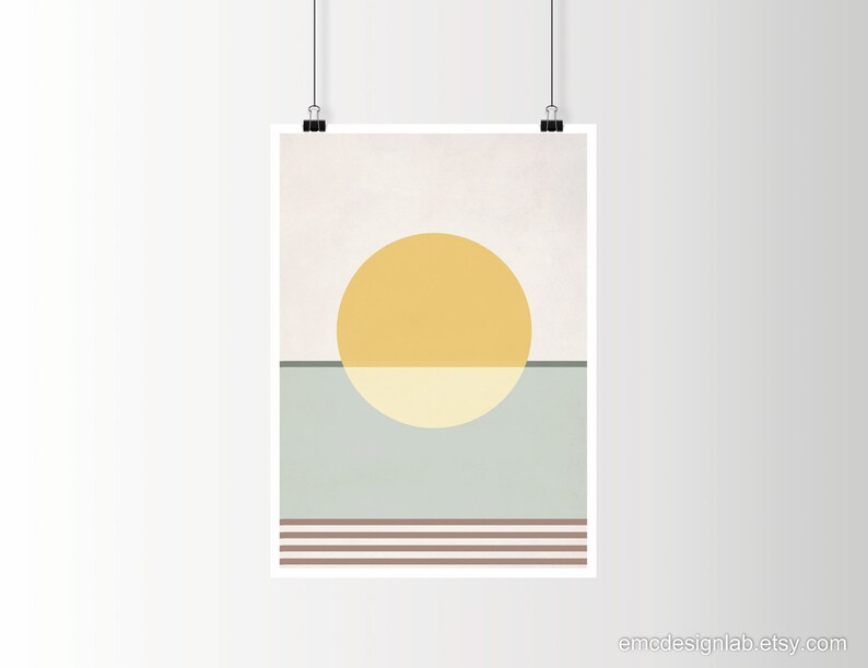 Abstract Sun Original Wall Art Geometric Landscape - Etsy