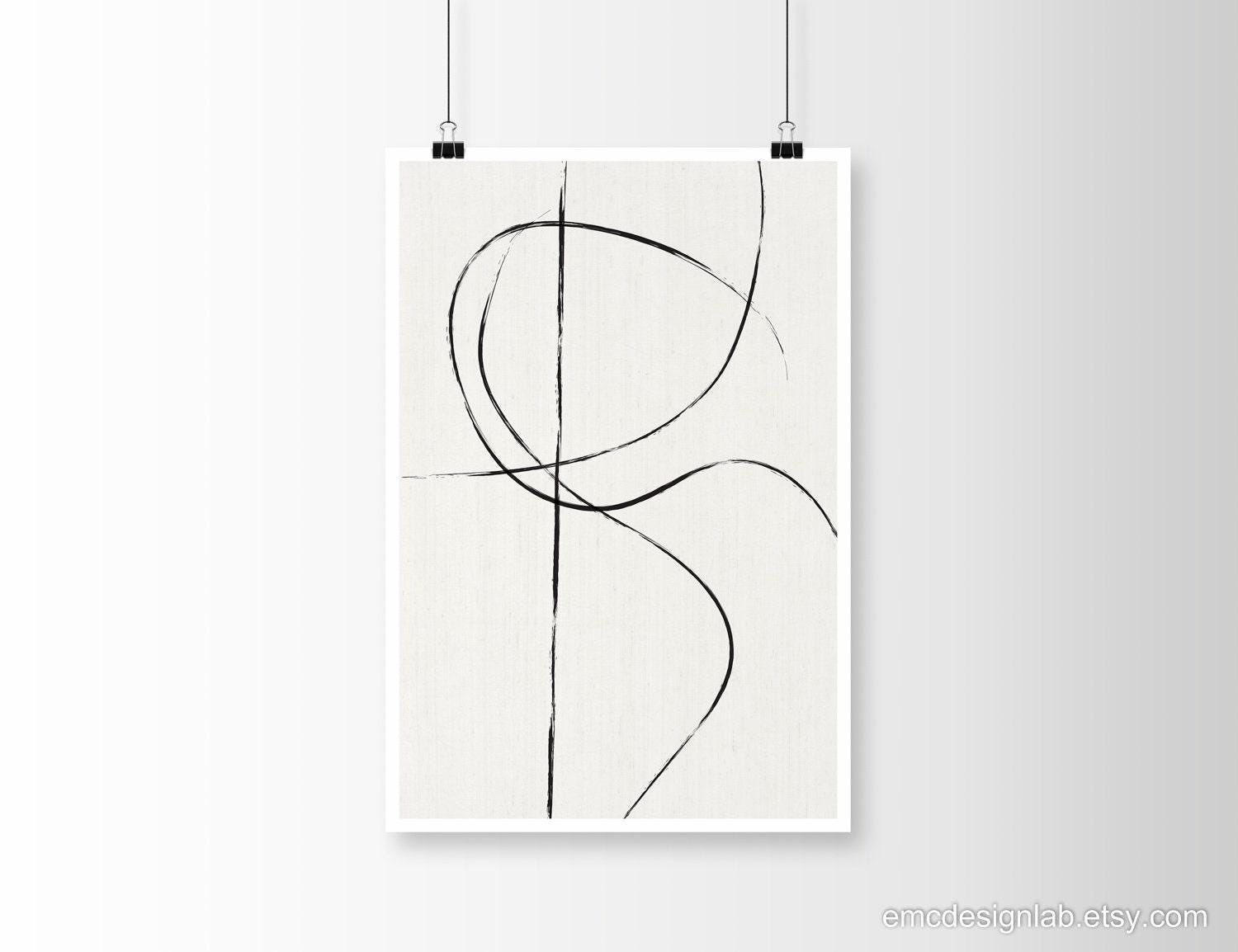 Minimalist Line Art, Mid-century Modern Abstract Minimalist Decor ...