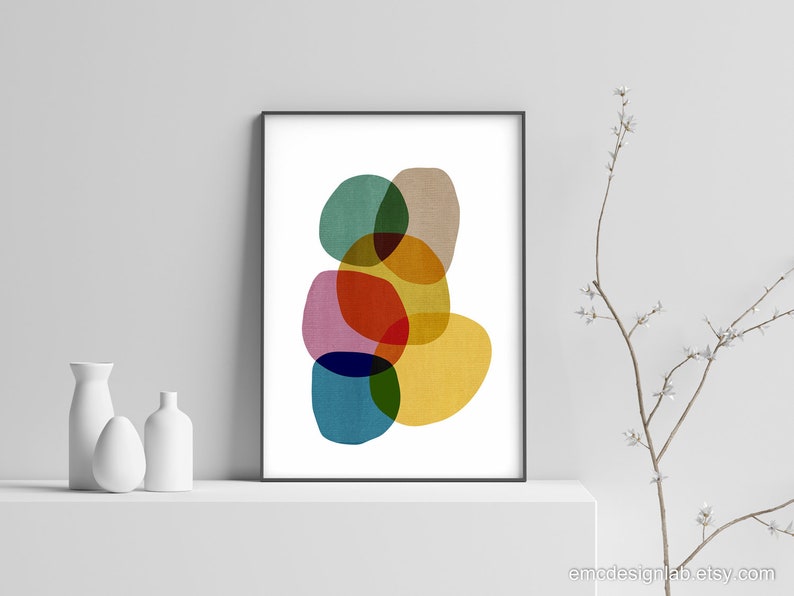 Colorful Modern Print Mid-Century Poster Modern Living Room | Etsy