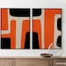Orange Black Beige Bold Wall Art Set / Modern Orange Black Artwork ...