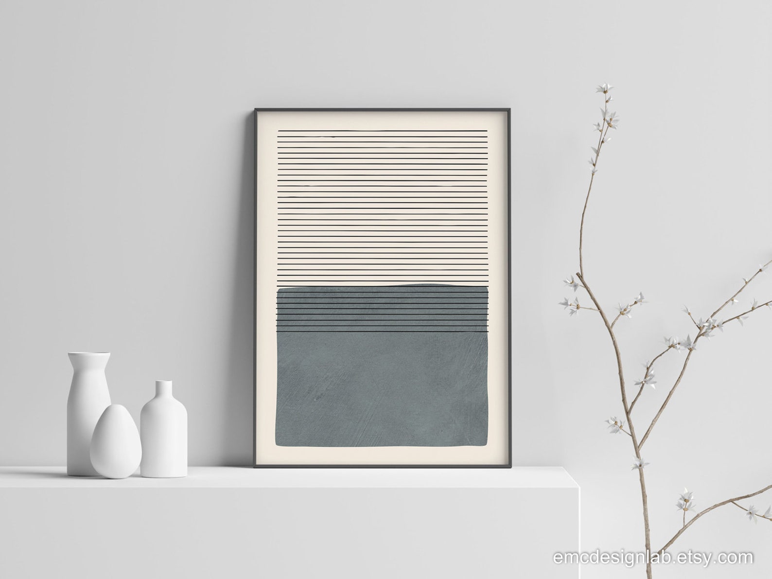Gray Color Block Wall Art Minimalist Lines Print Gray Wall | Etsy