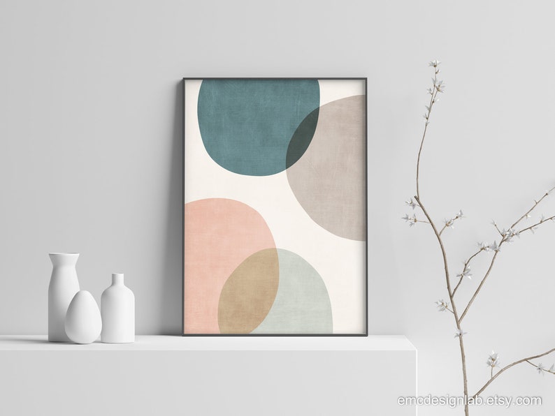 Abstract Circles Wall Art Stylish Bedroom Prints Organic - Etsy
