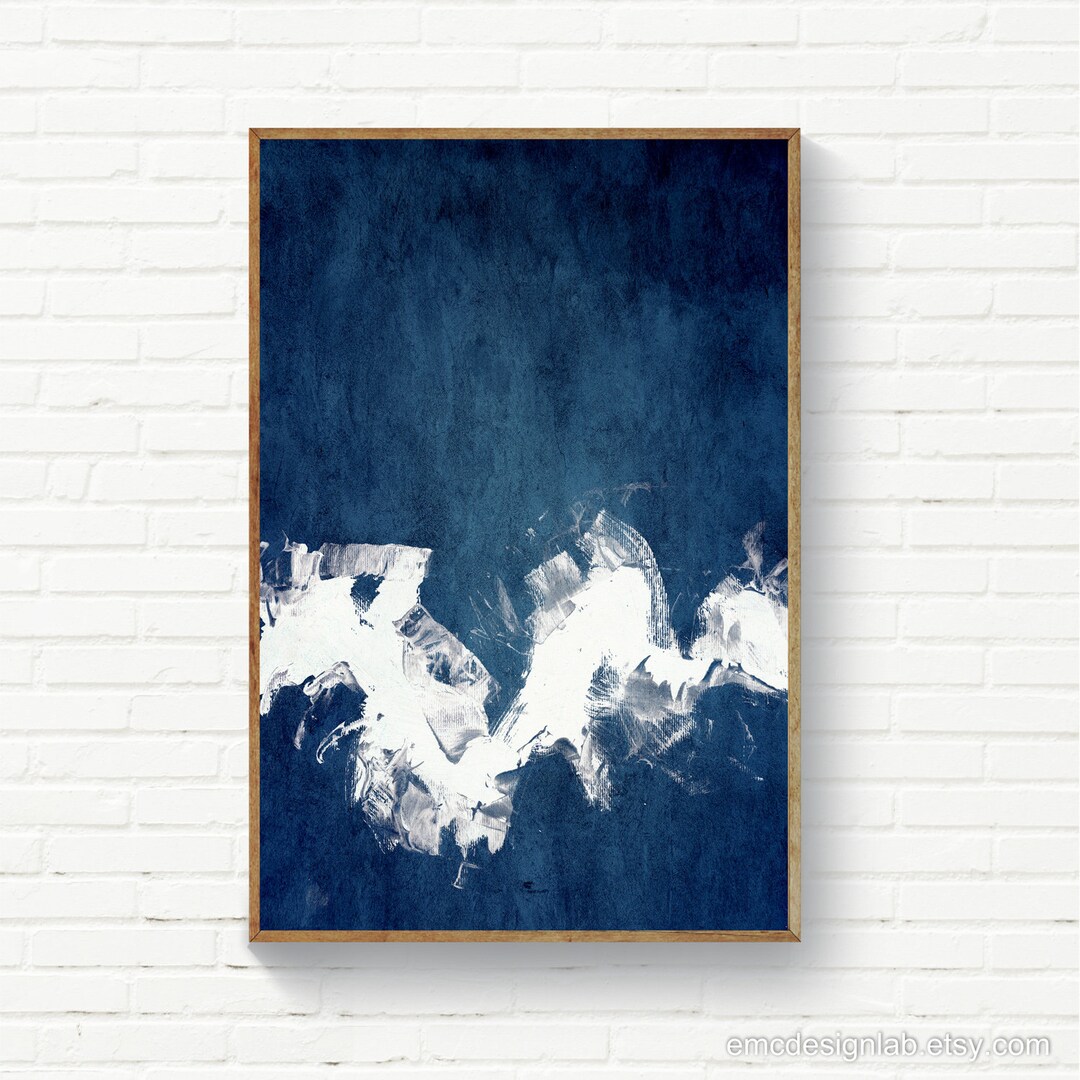 Abstract Expressionism, Navy Blue White Original Abstract Wall Art ...