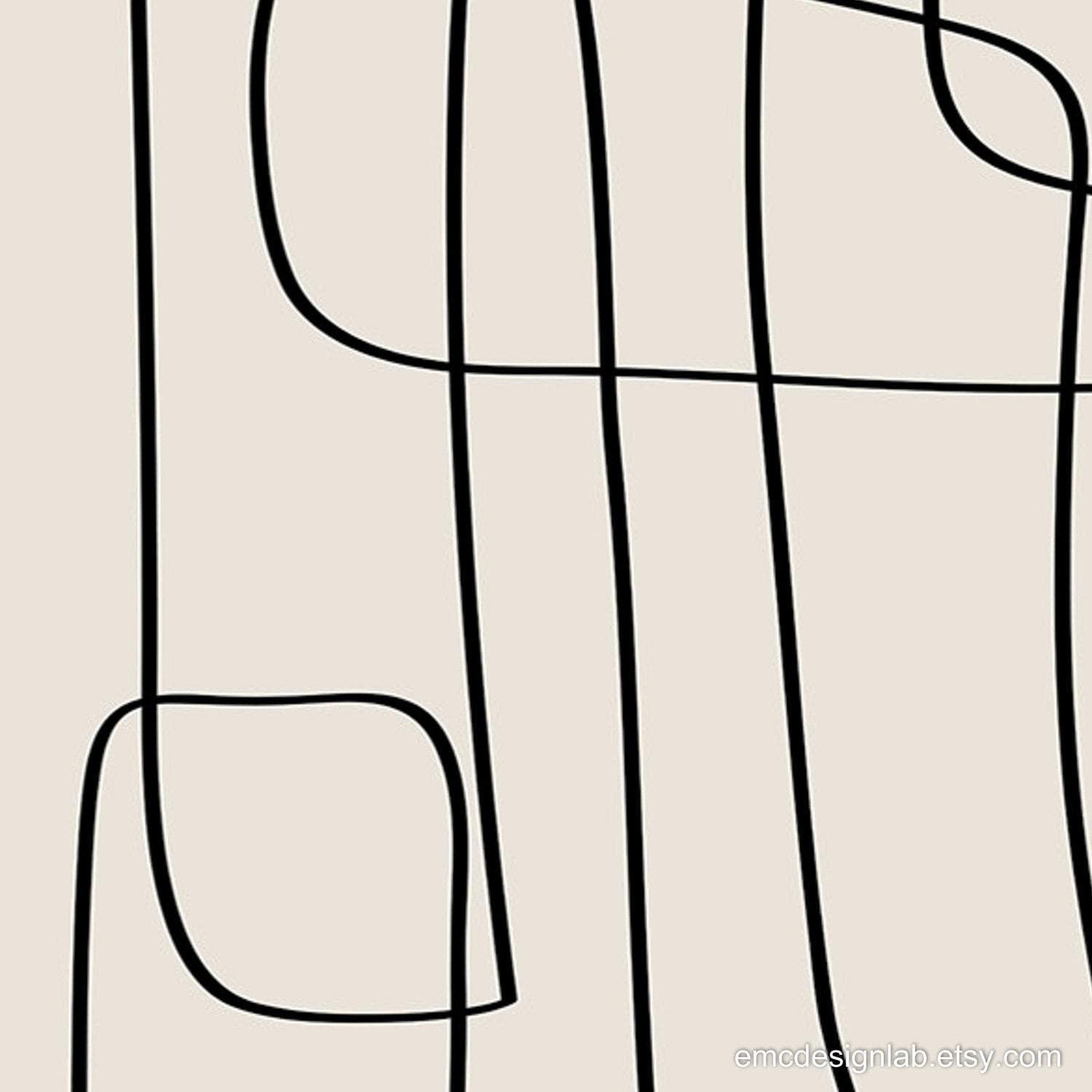 Minimalist Line Art, Modern Wall Art, Black & White Print, Beige and ...